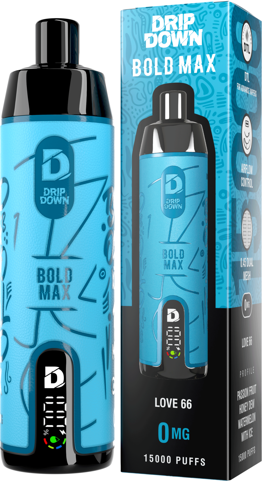 Drip Down Bold Max Love 66 - 15000 Puffs 0mg DTL Disposable Vape