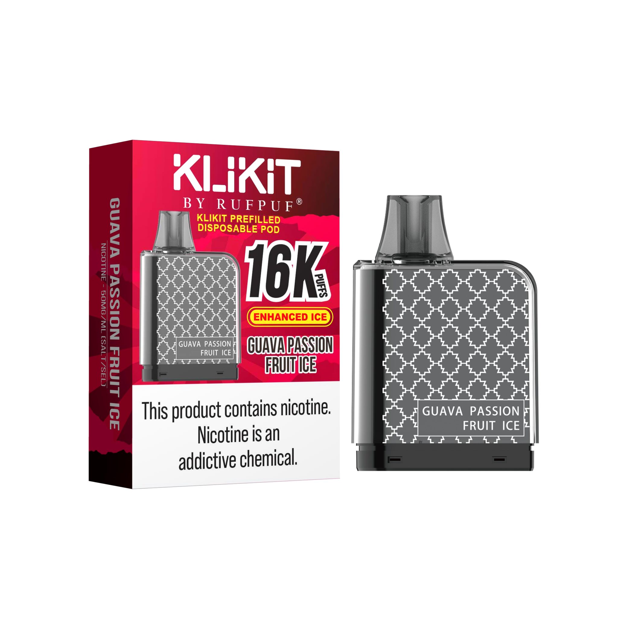 Rufpuf Klikit Disposable Pod - Guava Passion Fruit Ice 50mg (16000Puffs ...
